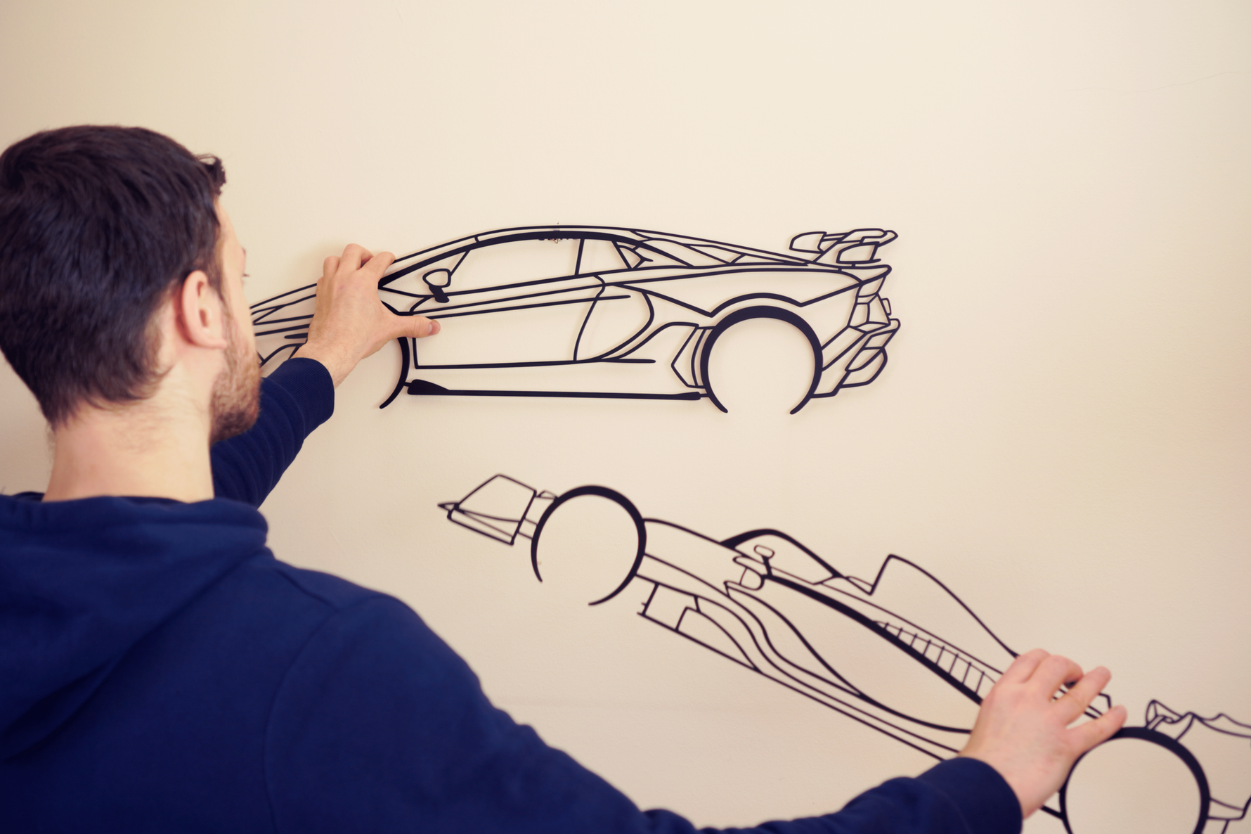 V8 Wall Art - Unique Metal Automotive Wall Art - Car Silhouettes